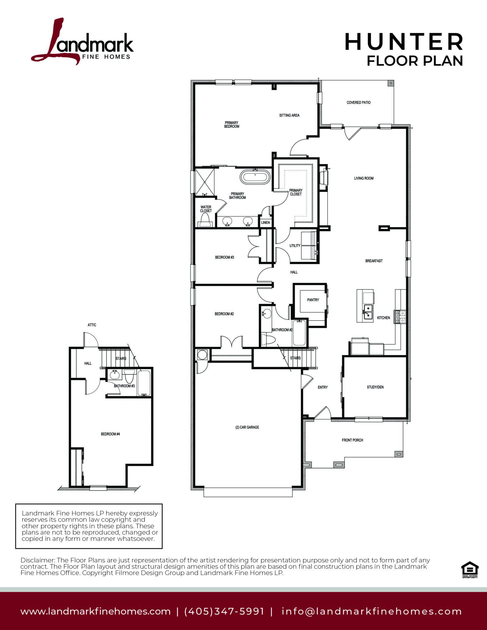 3 Bed, 2. Bath, 2 Car Garage - Hunter Floor Plan